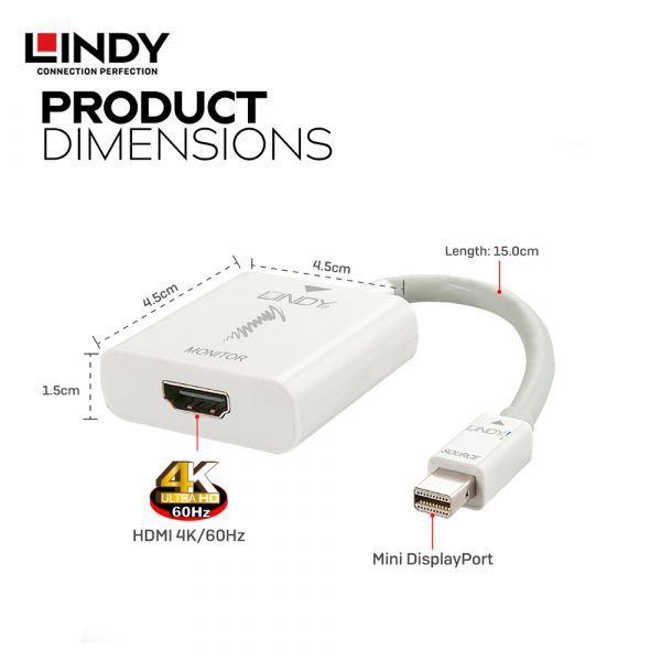 CONVERTER MINI DISPLAYPORT TO HDMI, AKTIF | LINDY INDONESIA