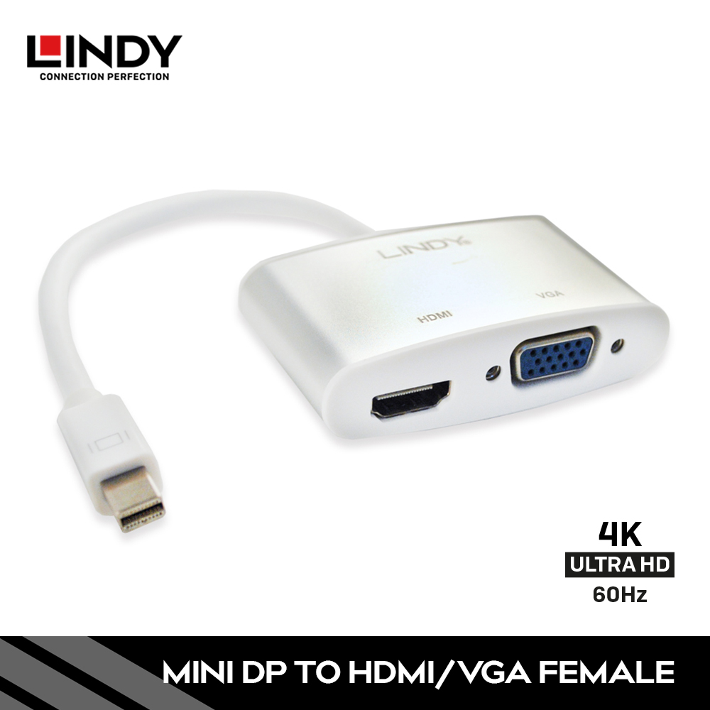 CONVERTER MINI DISPLAYPORT TO HDMI/VGA, AKTIF | LINDY INDONESIA