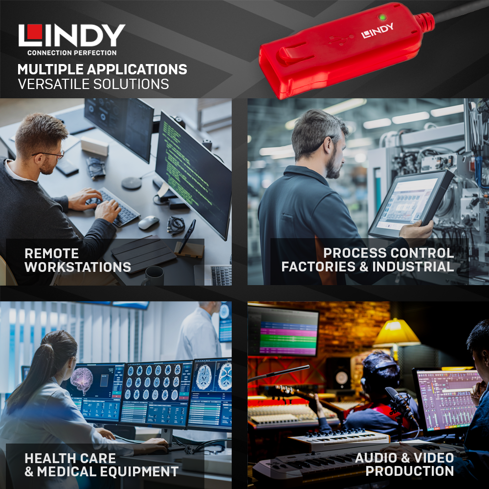 Kabel Extension USB 2.0, Type A to Type A, Aktif, 12M | LINDY INDONESIA