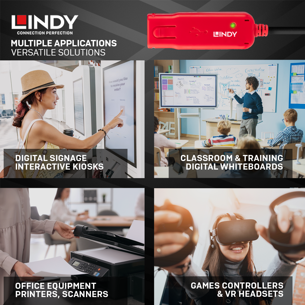 Kabel Extension USB 2.0, Type A to Type A, Aktif, 12M | LINDY INDONESIA